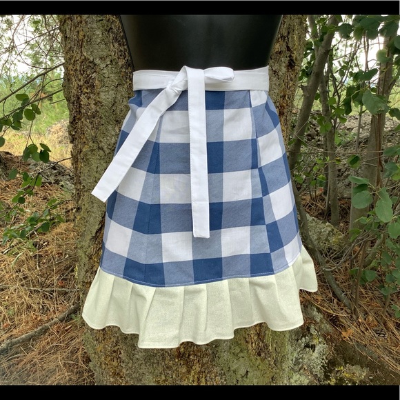 Hand Crafted | Accessories | New Blue White Checkered Fabric Apron ...